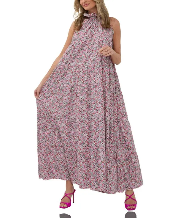 MARIELLE STOKKELAAR Floral Print Maxi Dress With Back Bow Detail