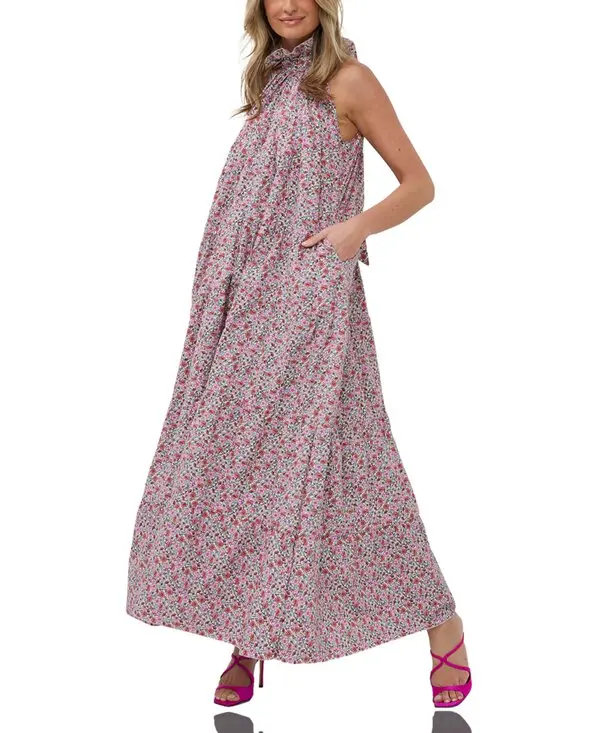 MARIELLE STOKKELAAR Floral Print Maxi Dress With Back Bow Detail