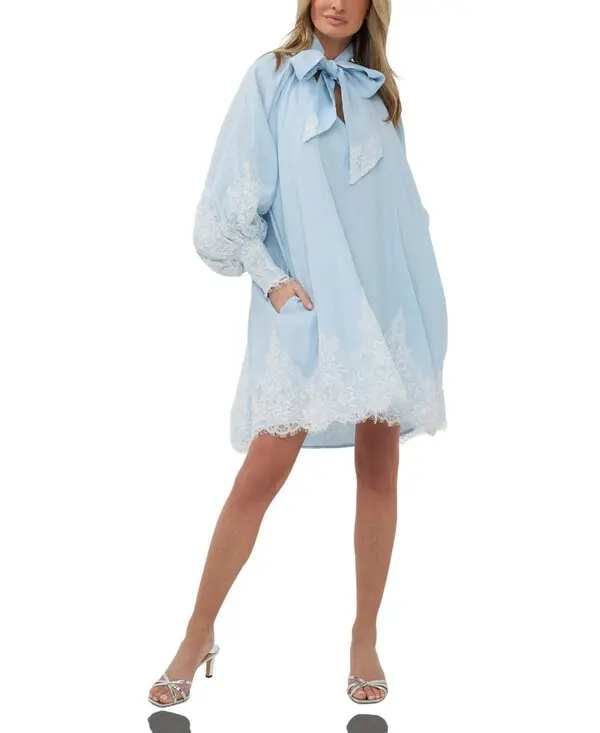 MARIELLE STOKKELAAR Brigitte Lace Applique Linen Dress
