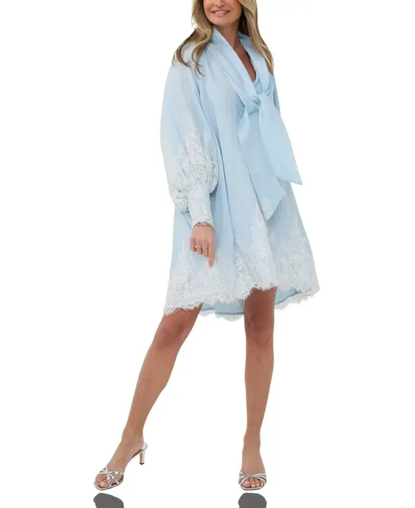 MARIELLE STOKKELAAR Brigitte Lace Applique Linen Dress