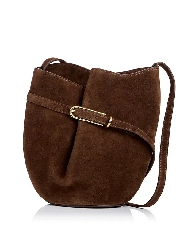 LIFFNER Belted Suede Bucket Bag - Chocolate