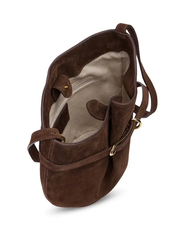 LIFFNER Belted Suede Bucket Bag - Chocolate