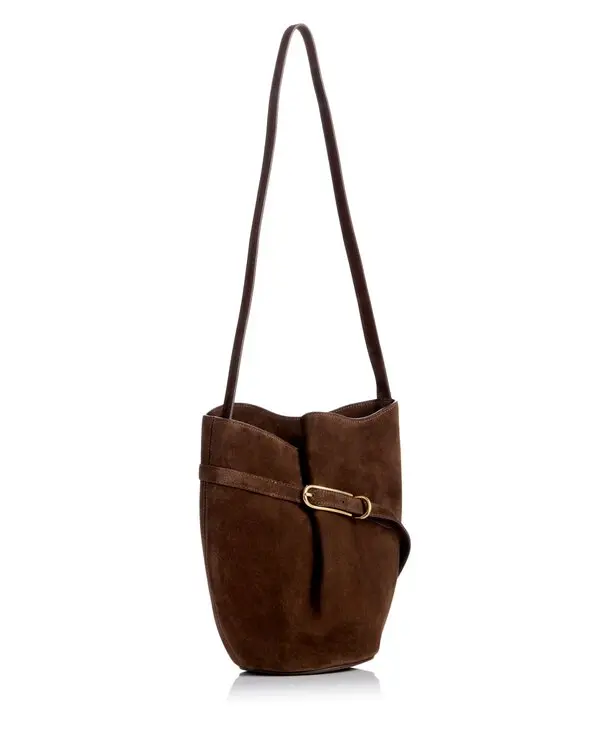 LIFFNER Belted Suede Bucket Bag - Chocolate
