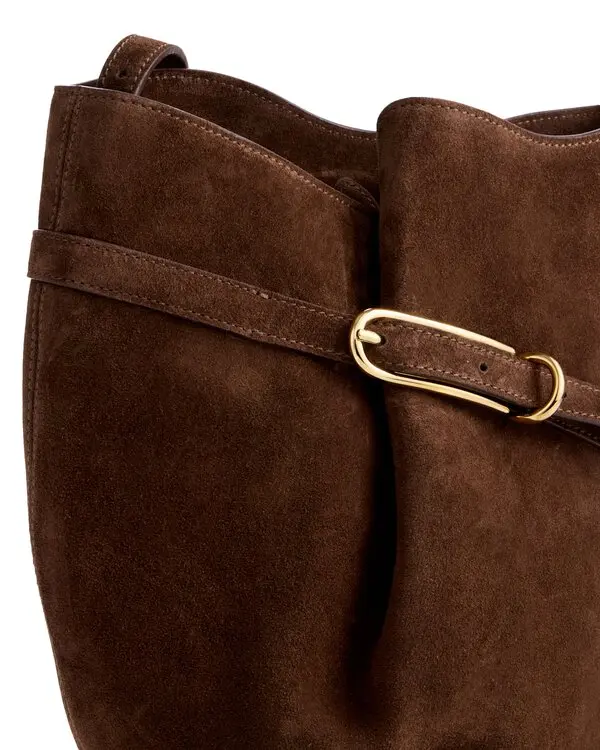 LIFFNER Belted Suede Bucket Bag - Chocolate