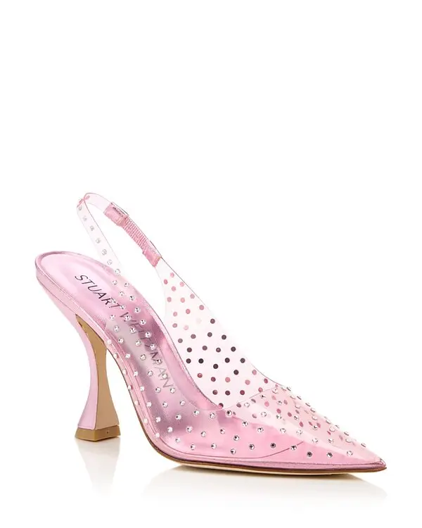 STUART WEITZMAN Glam Xcurve Embellished Slingback Pumps