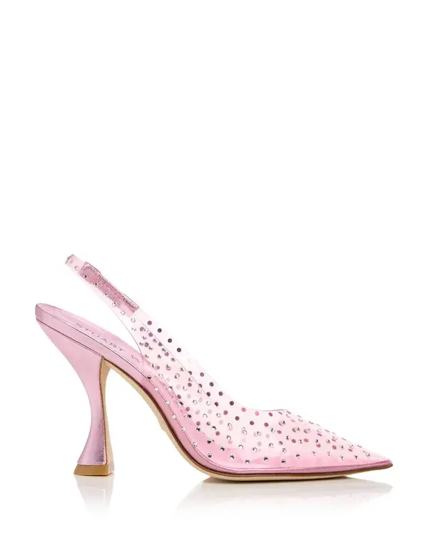 STUART WEITZMAN Glam Xcurve Embellished Slingback Pumps