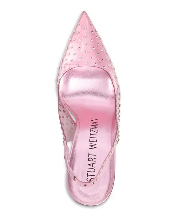 STUART WEITZMAN Glam Xcurve Embellished Slingback Pumps