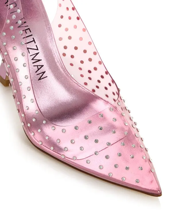 STUART WEITZMAN Glam Xcurve Embellished Slingback Pumps