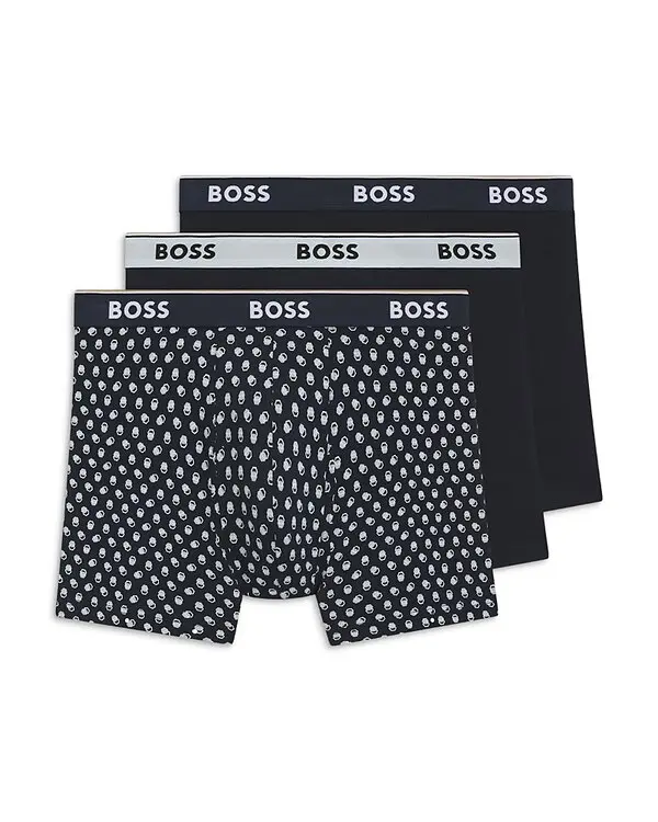 BOSS Cotton Blend Logo Boxer Briefs, Pack Of 3
