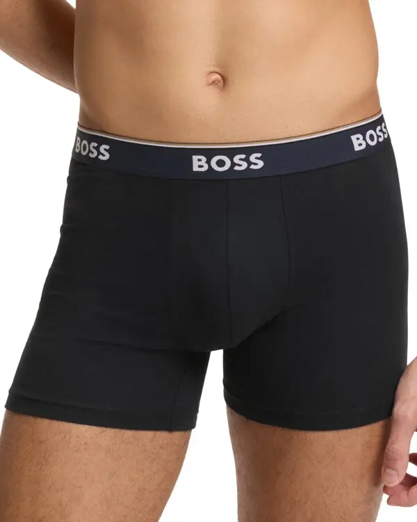BOSS Cotton Blend Logo Boxer Briefs, Pack Of 3