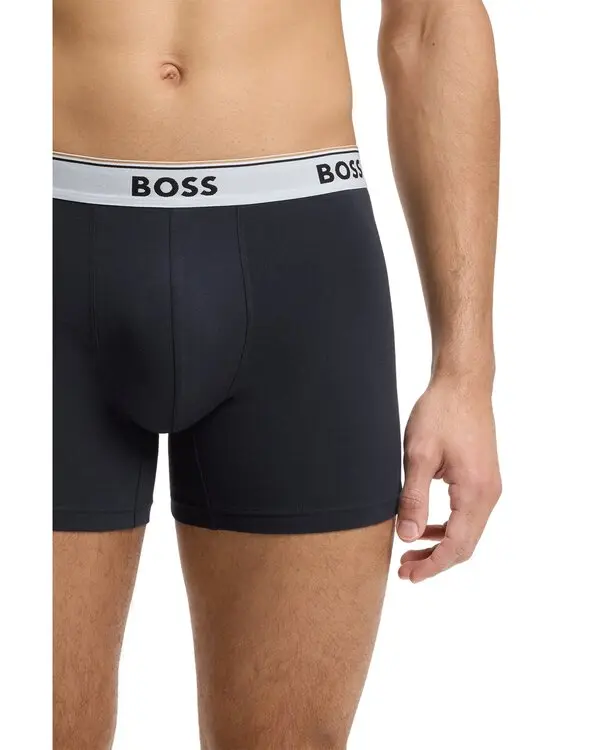 BOSS Cotton Blend Logo Boxer Briefs, Pack Of 3