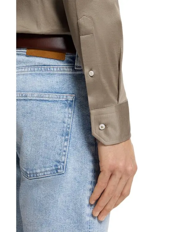 BOSS L-hays Spread Collar Cotton Shirt