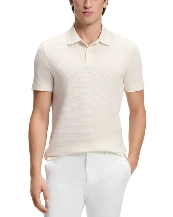 BOSS Parlay Cotton Blend Jersey Polo Shirt - Open White