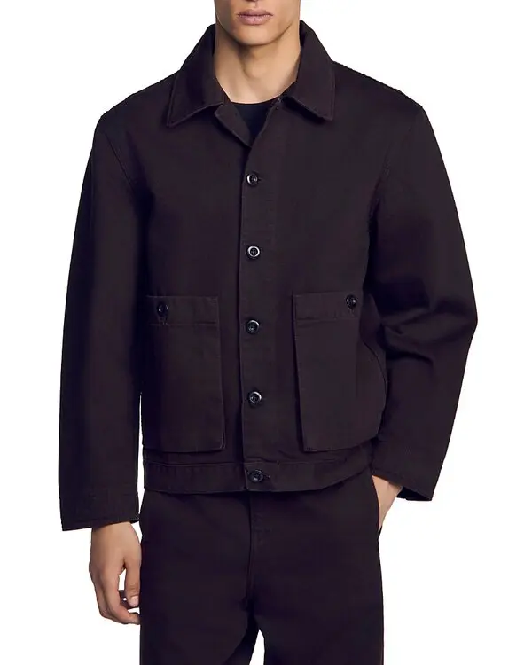 Sandro Flared Fit Oversized Fit Cotton Denim Jacket