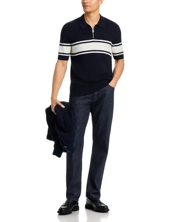 Hugo Sholton Quarter Zip Stripe Polo Shirt