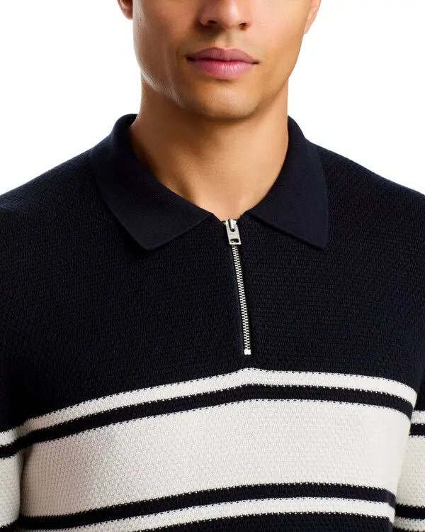 Hugo Sholton Quarter Zip Stripe Polo Shirt