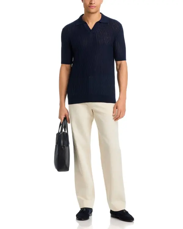 Hugo Seemant Cotton Blend Ribbed Polo Shirt