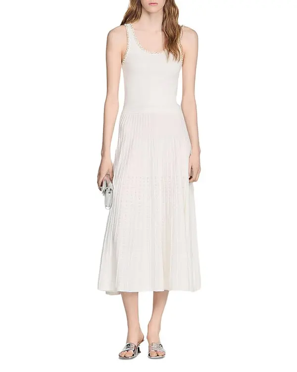 Sandro Boreale Rhinestone Knit Maxi Dress