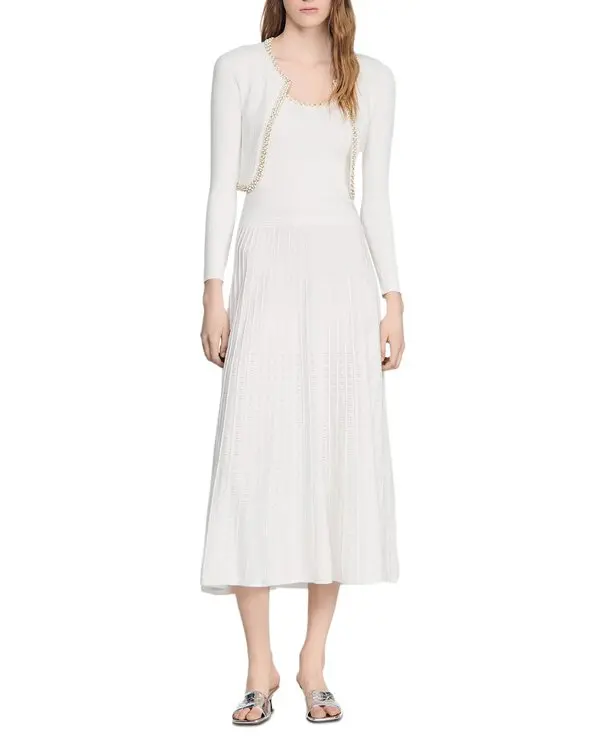 Sandro Boreale Rhinestone Knit Maxi Dress