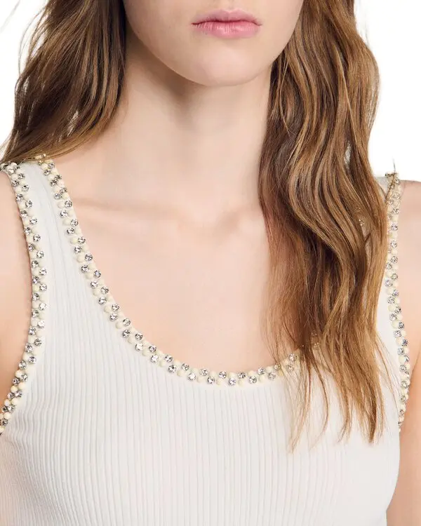 Sandro Boreale Rhinestone Knit Maxi Dress