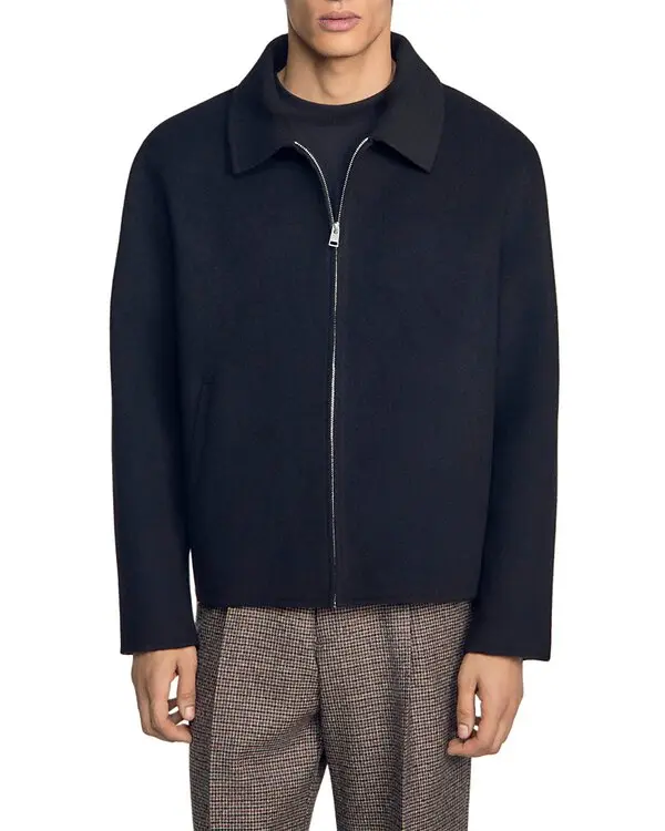 Sandro Double Face Wool Blend Zip Jacket