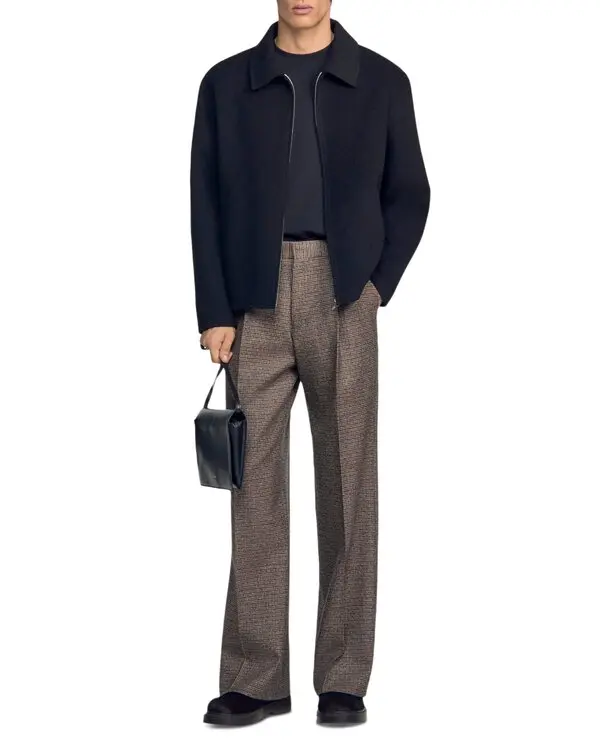 Sandro Double Face Wool Blend Zip Jacket