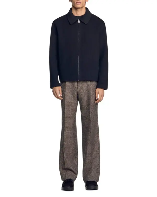Sandro Double Face Wool Blend Zip Jacket
