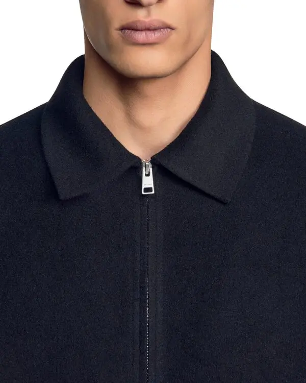 Sandro Double Face Wool Blend Zip Jacket