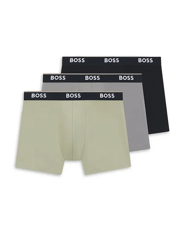 BOSS Cotton Blend Logo Boxer Briefs, Pack Of 3