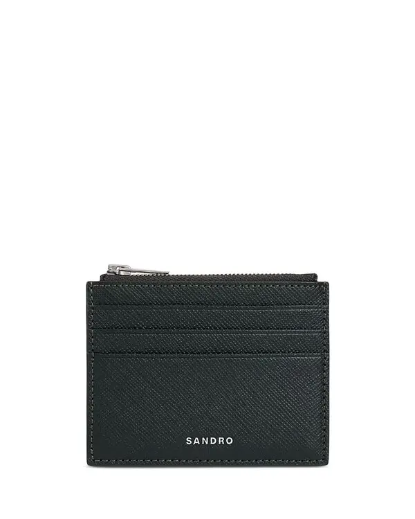 Sandro Synthetic Leather Zip Logo Card Holder