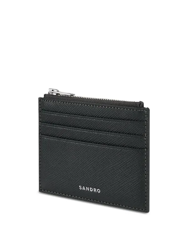 Sandro Synthetic Leather Zip Logo Card Holder