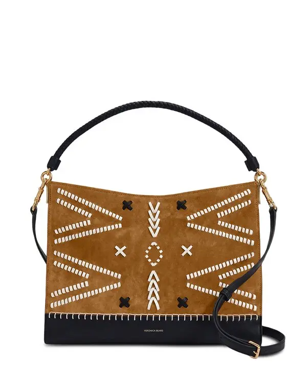 Veronica Beard Vida Stitch Suede Shoulder Bag
