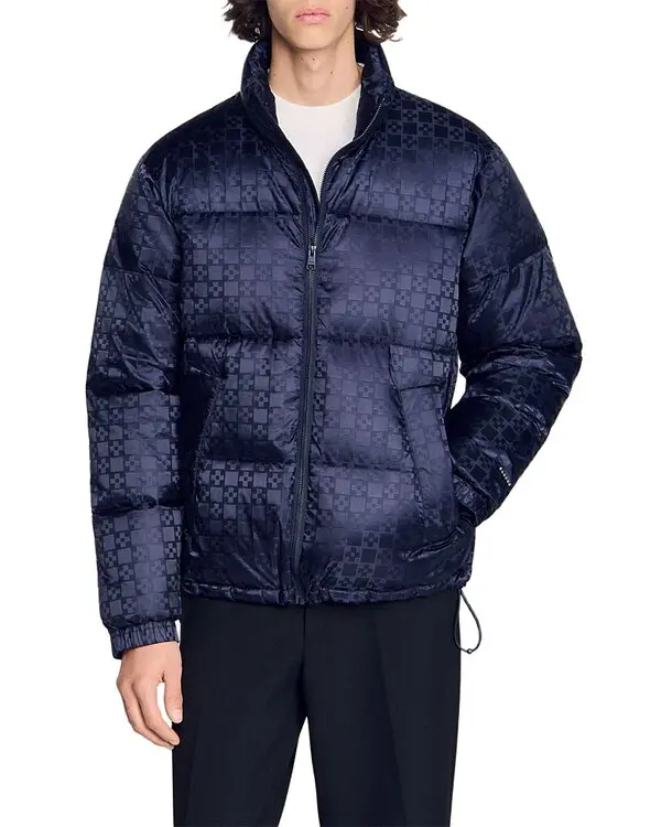 Sandro Puffer Jacket With Cross Motif