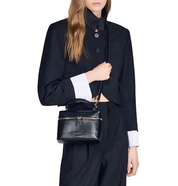 Sandro Tangolino Leather Top Handle Bag
