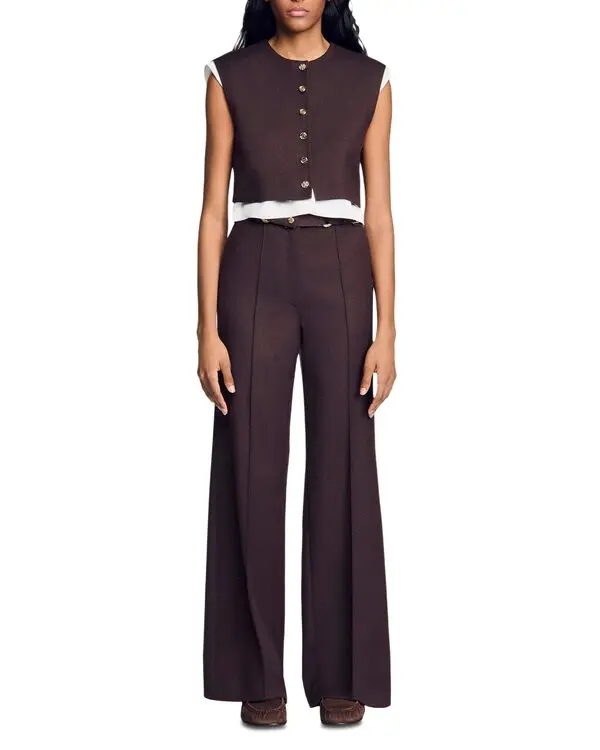 Sandro Andrews 2 In 1 Wool Blend Crop Top