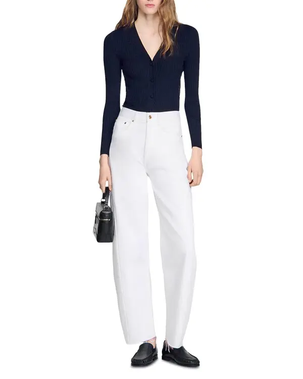 Sandro Gabriele Lace Panel Cardigan