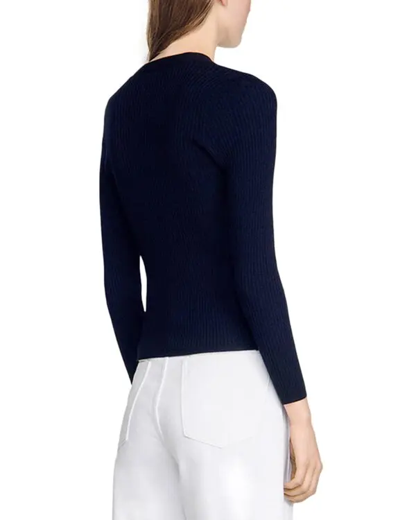 Sandro Gabriele Lace Panel Cardigan