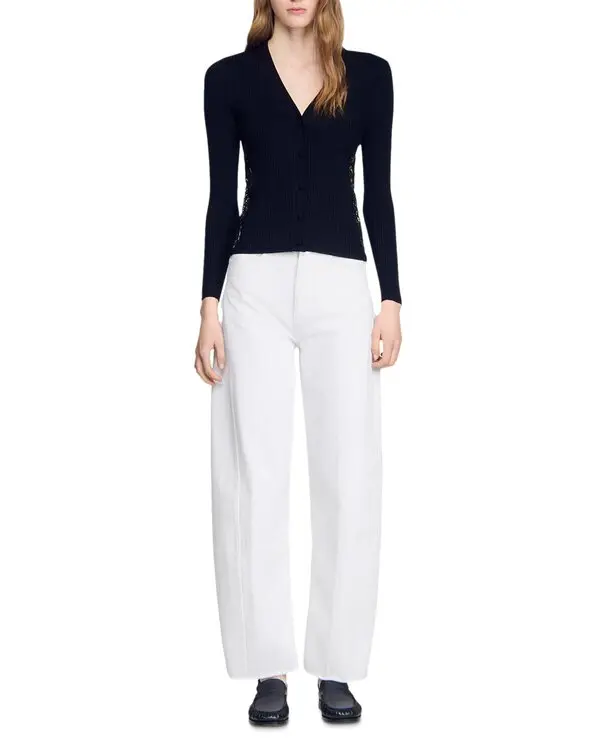 Sandro Gabriele Lace Panel Cardigan