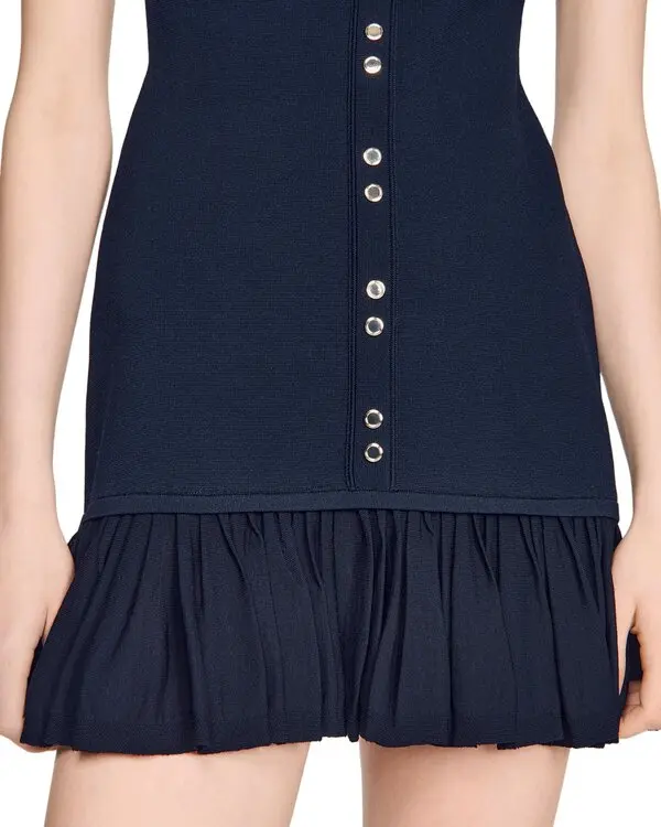 Sandro Keira Ruffled Short Knit Dress