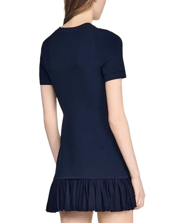 Sandro Keira Ruffled Short Knit Dress