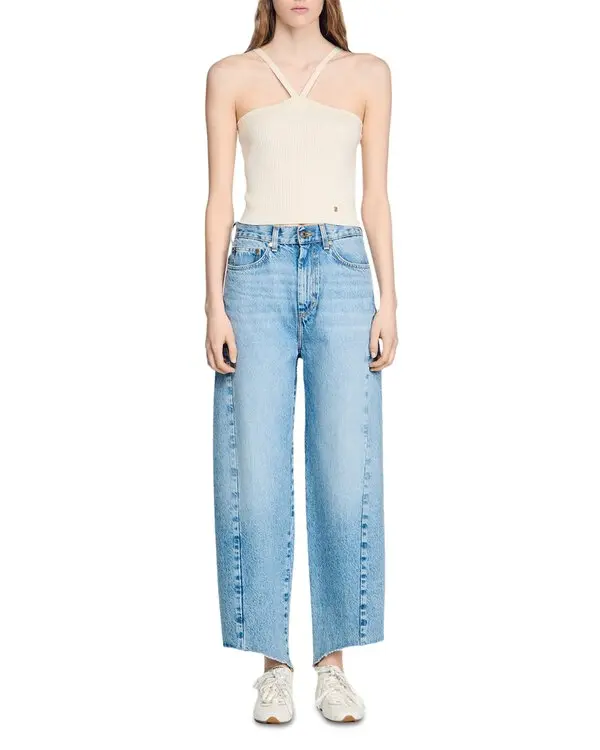 Sandro Arenadia Short Rib Knit Top