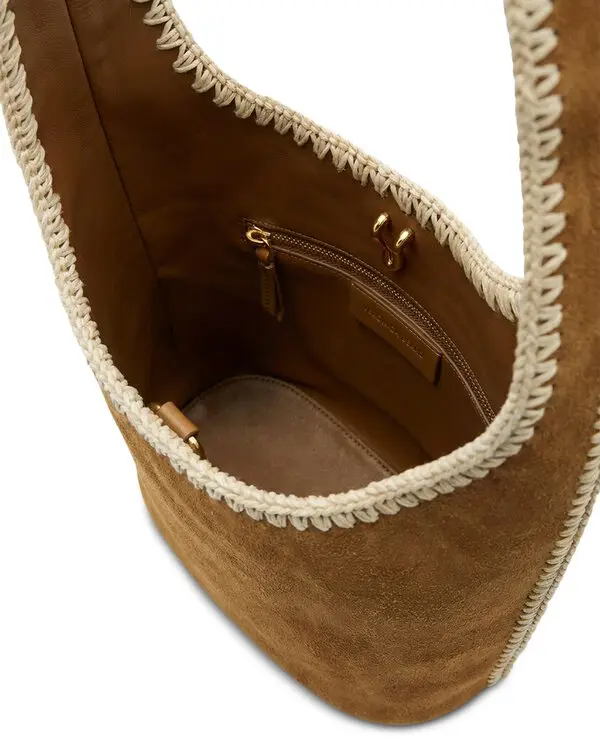 Veronica Beard Whipstitch Loop Suede Shoulder Bag - Acorn Multi