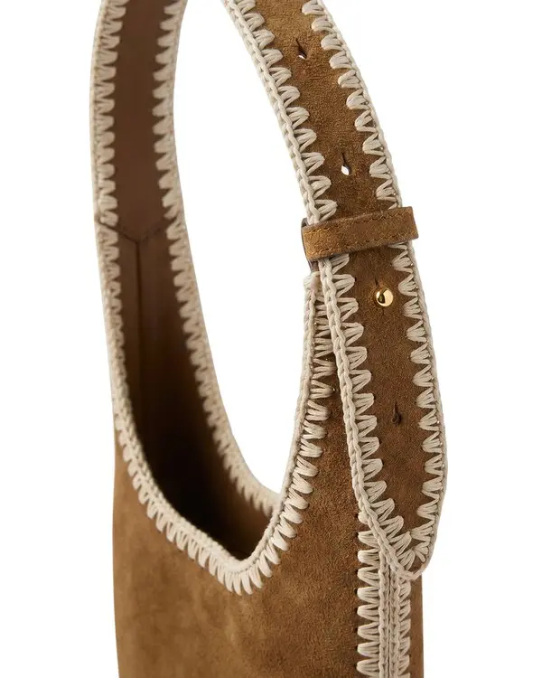 Veronica Beard Whipstitch Loop Suede Shoulder Bag - Acorn Multi