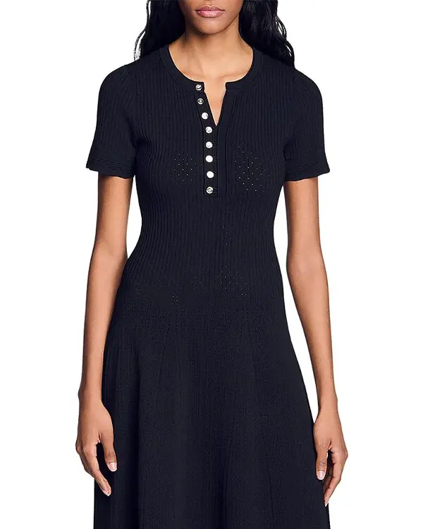 Sandro Milore Ribbed Knit Maxi Dress