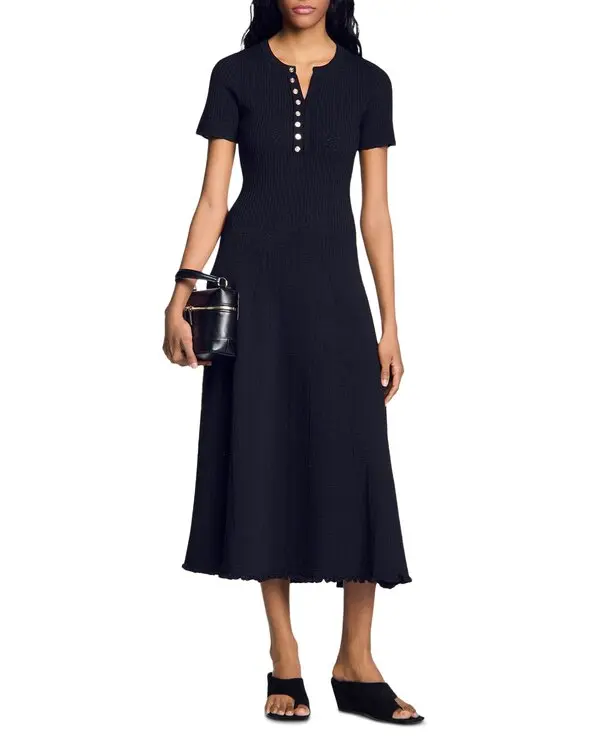 Sandro Milore Ribbed Knit Maxi Dress