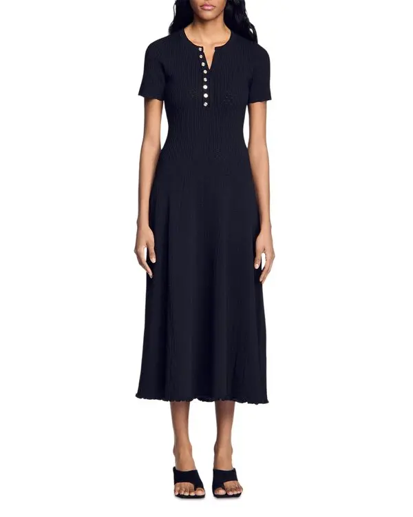 Sandro Milore Ribbed Knit Maxi Dress