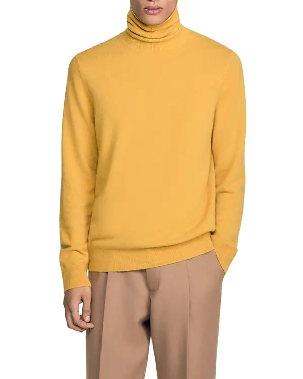 Sandro Cashmere Turtleneck Sweater - Mustard