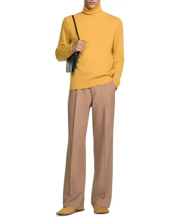 Sandro Cashmere Turtleneck Sweater - Mustard