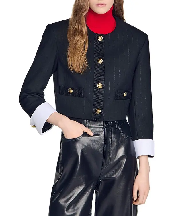 Sandro Cropped Stripe Jacket