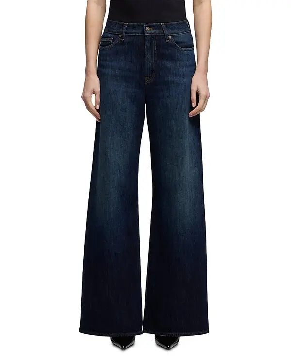 7 For All Mankind Lotta Tailorless High Rise Wide Leg Jeans - Deep Sea